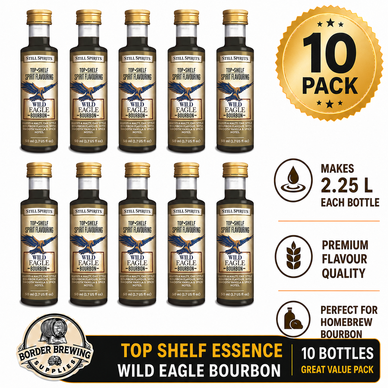 Top Shelf Wild Eagle Bourbon x 10 Pack Bundle | Border Brewing Supplies