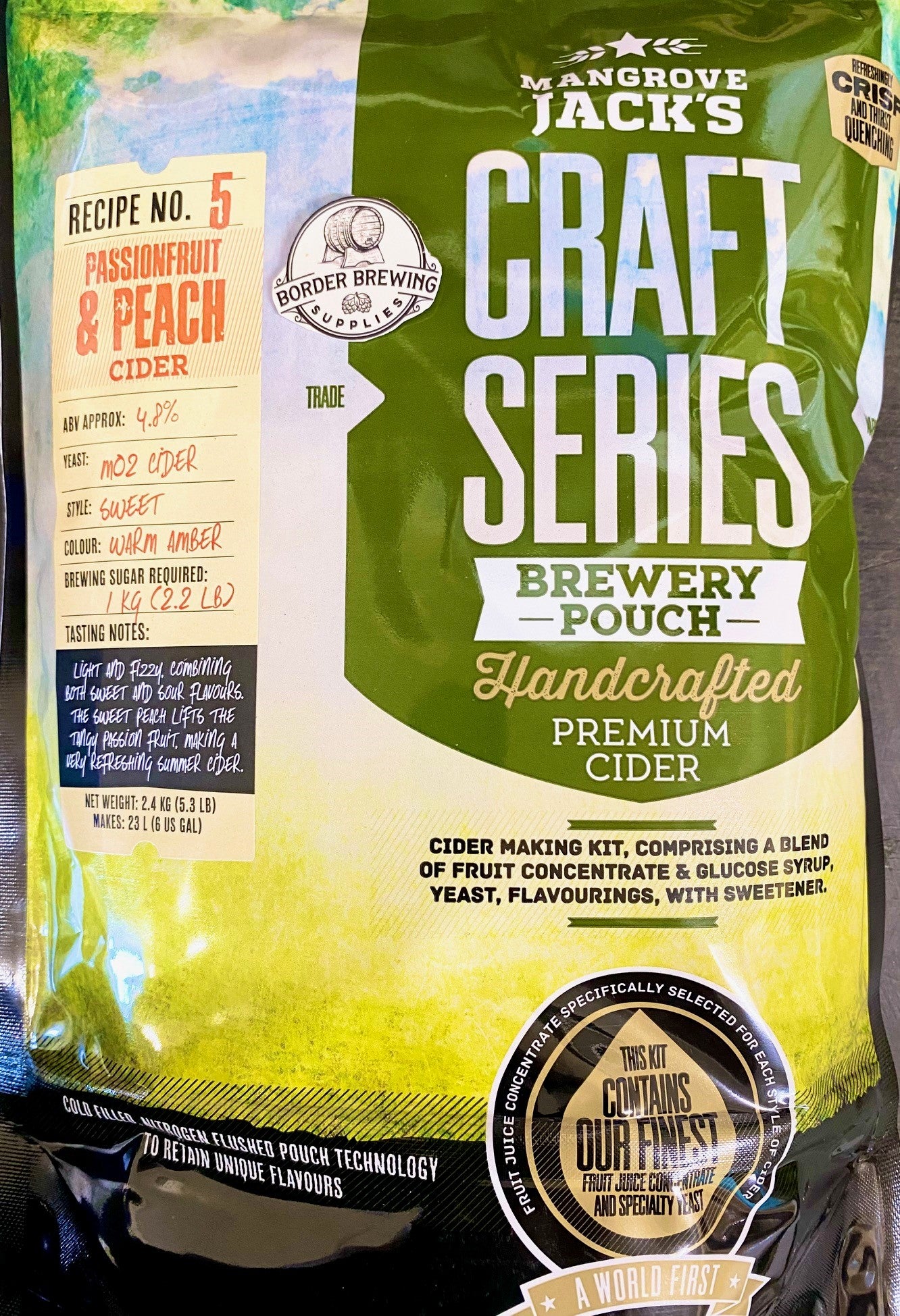 Peach & Passionfruit Cider Pouch Brewing Kit | Border Brewing Supplies