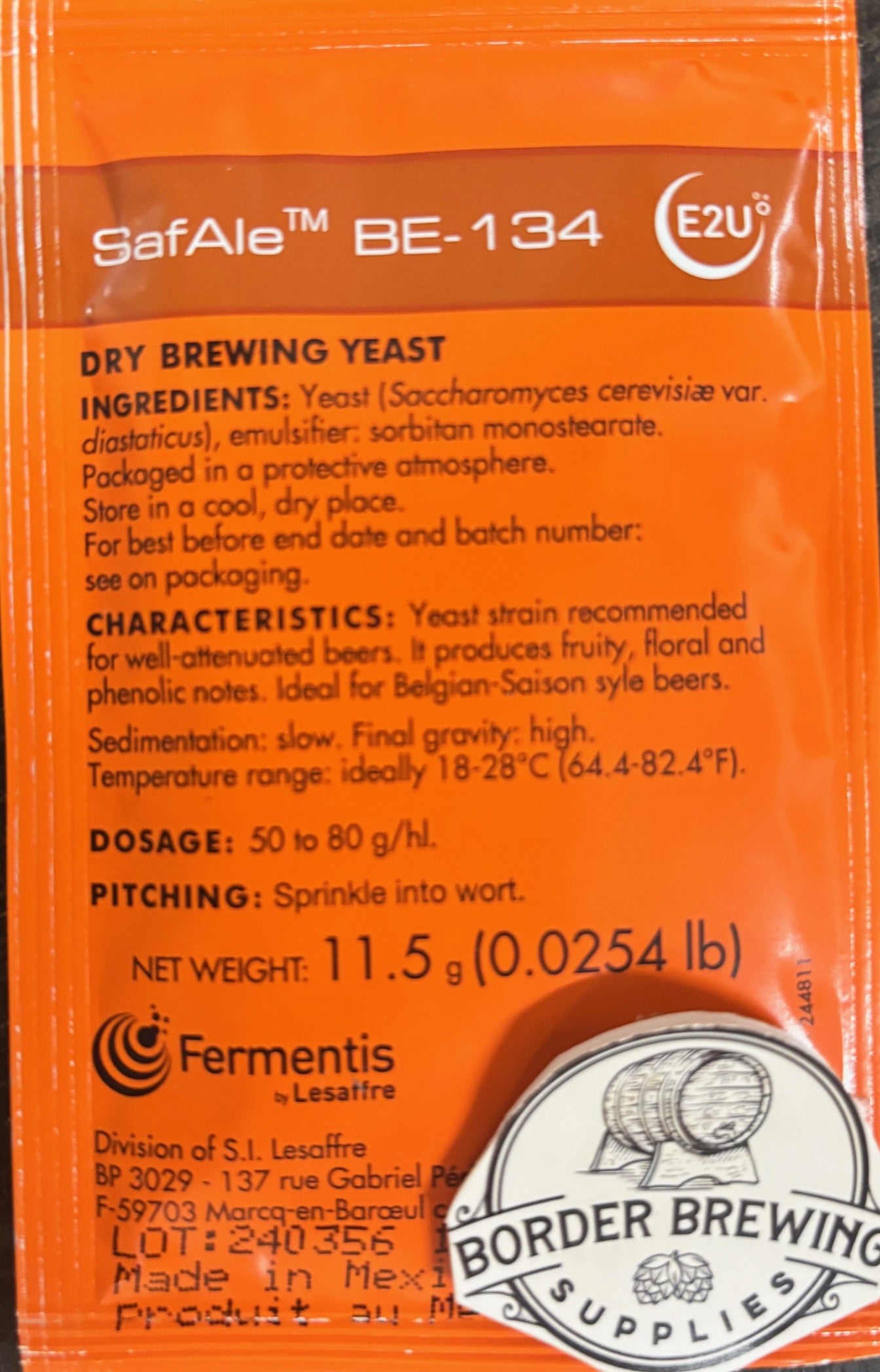 SafAle BE-134 Belgian Ale Yeast Fermentis | Border Brewing Supplies